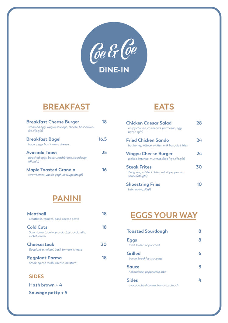 MENU – COE & COE